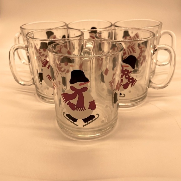 Luminarc | Holiday | Luminarc Snowman Clear Glass Coffee Mugs Set Of ...